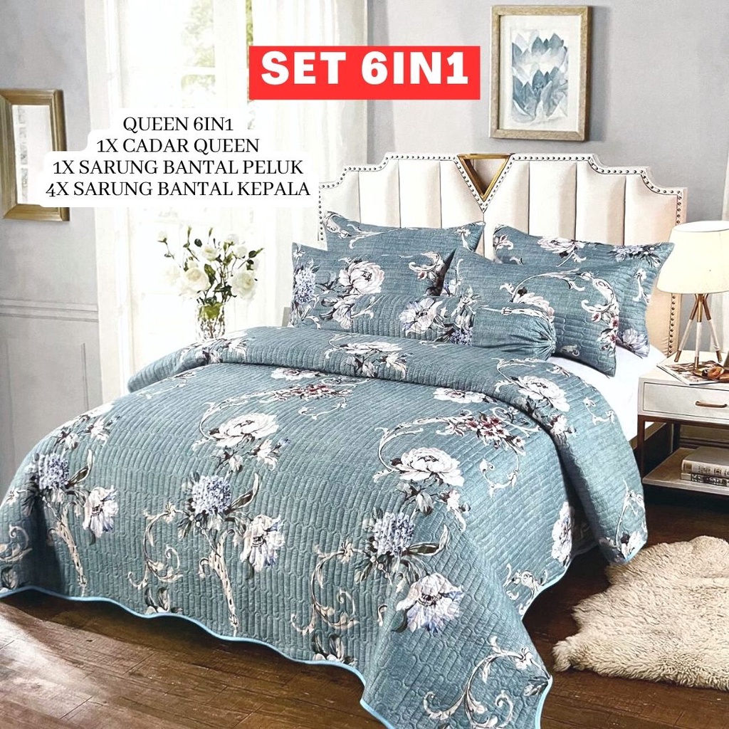 Cadar Patchwork 6 in1 Size Queen Dan King Cadar Cantik Kain Selesa ...