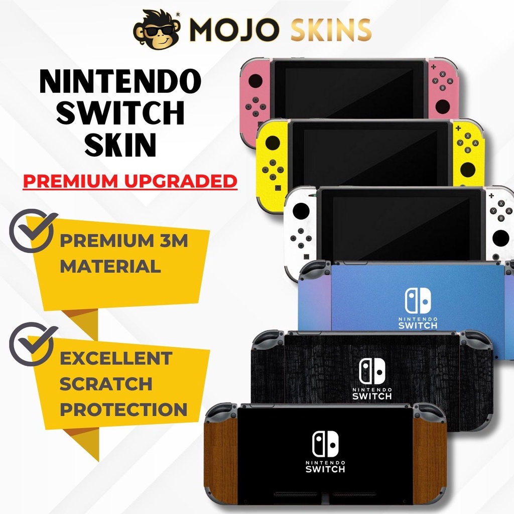 MOJOSKINS 3M Nintendo Switch Wrap Sticker Back Protector Wrap Full Set ...