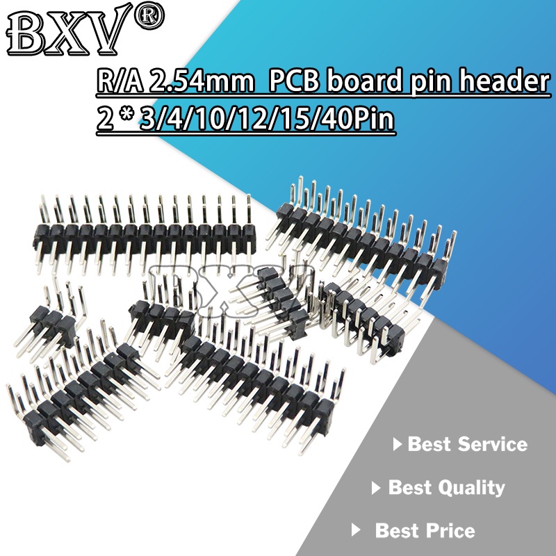 R/A 2.54mm Double Row Right Angle Male Breakaway PCB Board Pin Header Connector Pinheader 2 * 3 ...