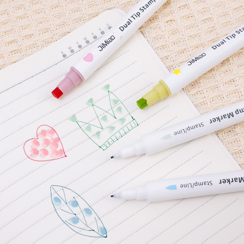 Student Scrapbook Diary Art Drawing Marker Pen / 6 Color Stamps Double ...