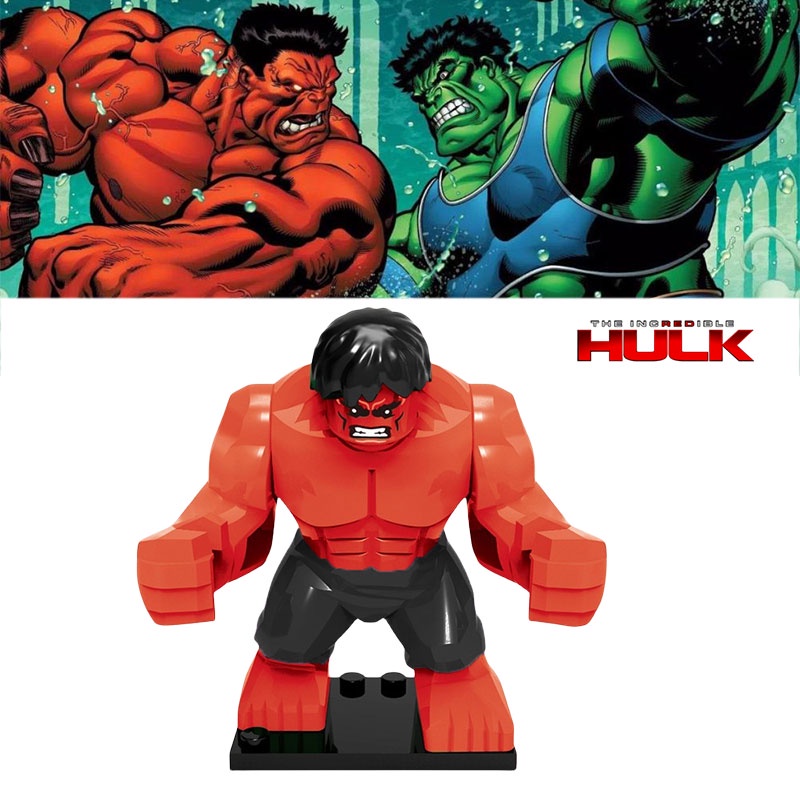 Super Red Hulk Hero Plastic Building Blocks Small Particle Boy ...