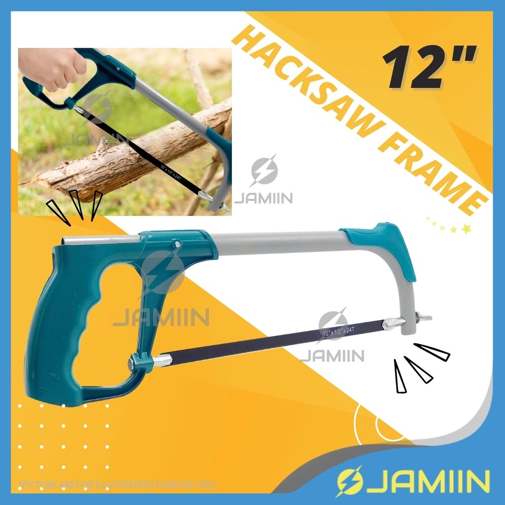 JCTOP 12" Hacksaw Frame Set With 12"x24T Blade Potong Paip PVC Gergaji ...