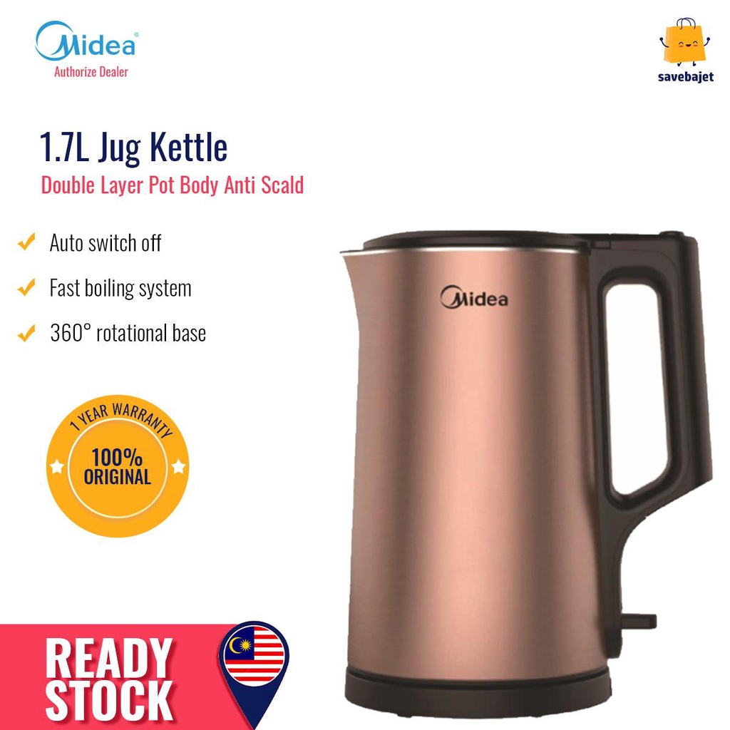 Midea Cerek Elektrik Double Wall Electric Jug Kettle (1.7L) MK-17PJ ...