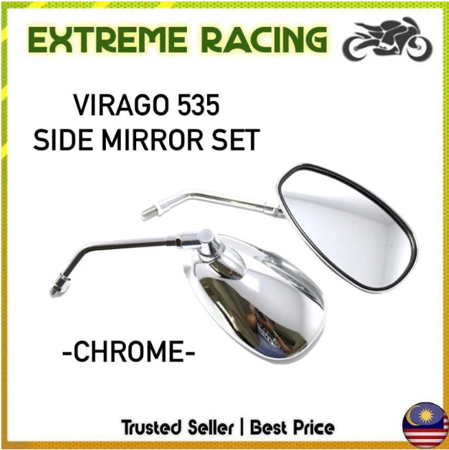 10mm Virago Side Mirror Set 10mm Chrome Crom Kaca Cermin Sisi Mirror ...
