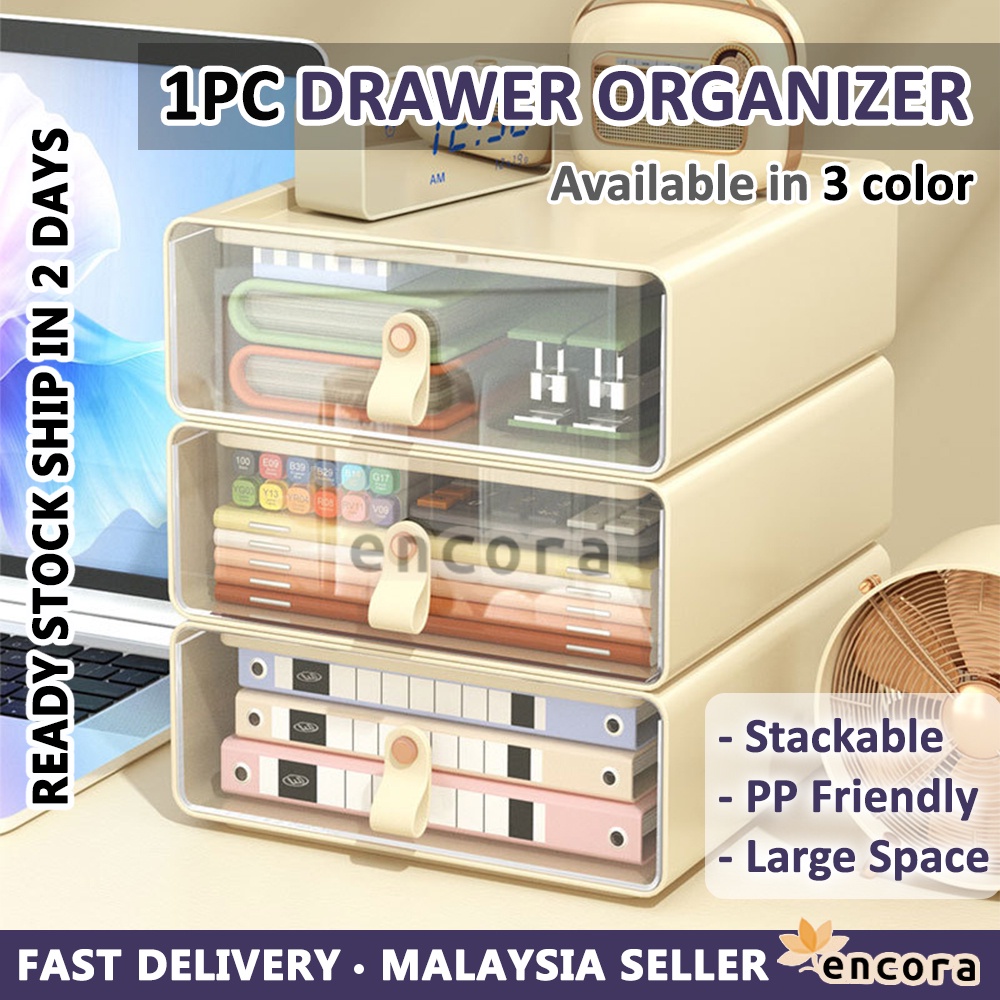 [1PC] Encora Table Top Stackable Storage Box Desk Drawer Organizer ...