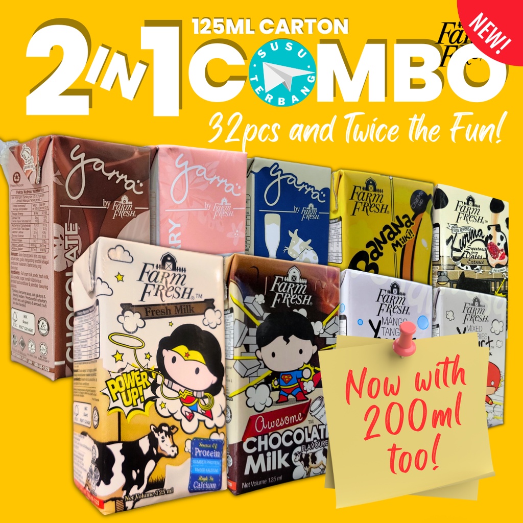 2-in-1 CARTON COMBO 125ML | 32pcs UHT 125ML Variation by Farm Fresh ...