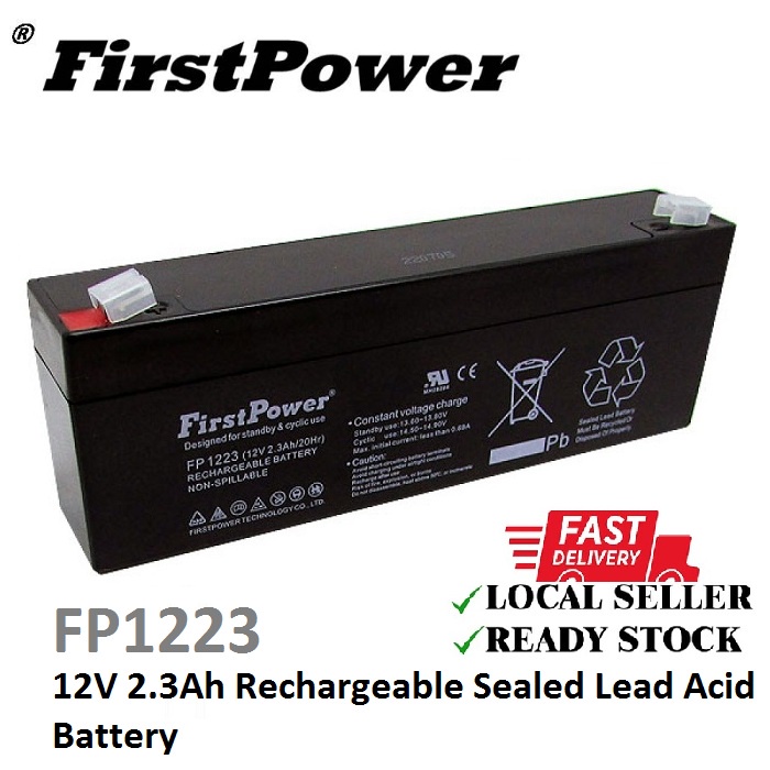 FirstPower 12V 2.3Ah Rechargeable Sealed Lead Acid Battery - FP1223 | Shopee Malaysia