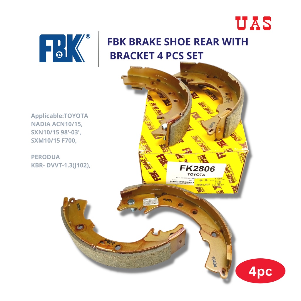 FBK Brake Shoe Rear K2806 FOR TOYOTA NADIA ACN10/15, SXN10/15 98'-03 ...