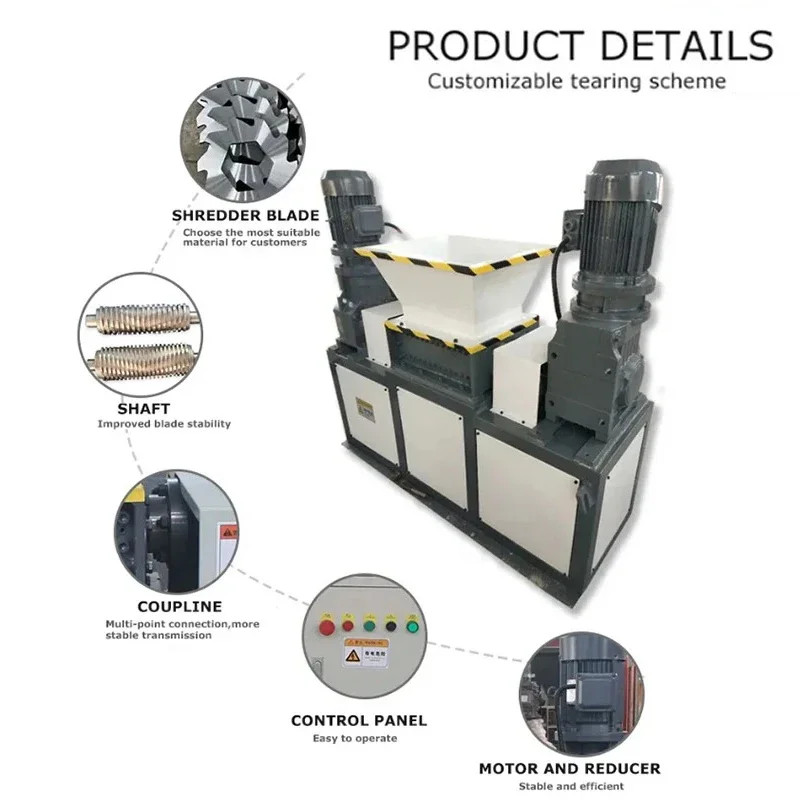 Life Garbage Small-Scale Shredding Machine 380V Dual Motor Waste ...
