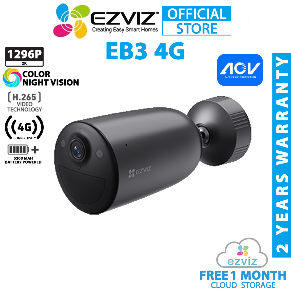 Ezviz EB3 4G LTE 3MP 2K Two Way Talk Color Night Vision Battery Powered Outdoor Security CCTV ...
