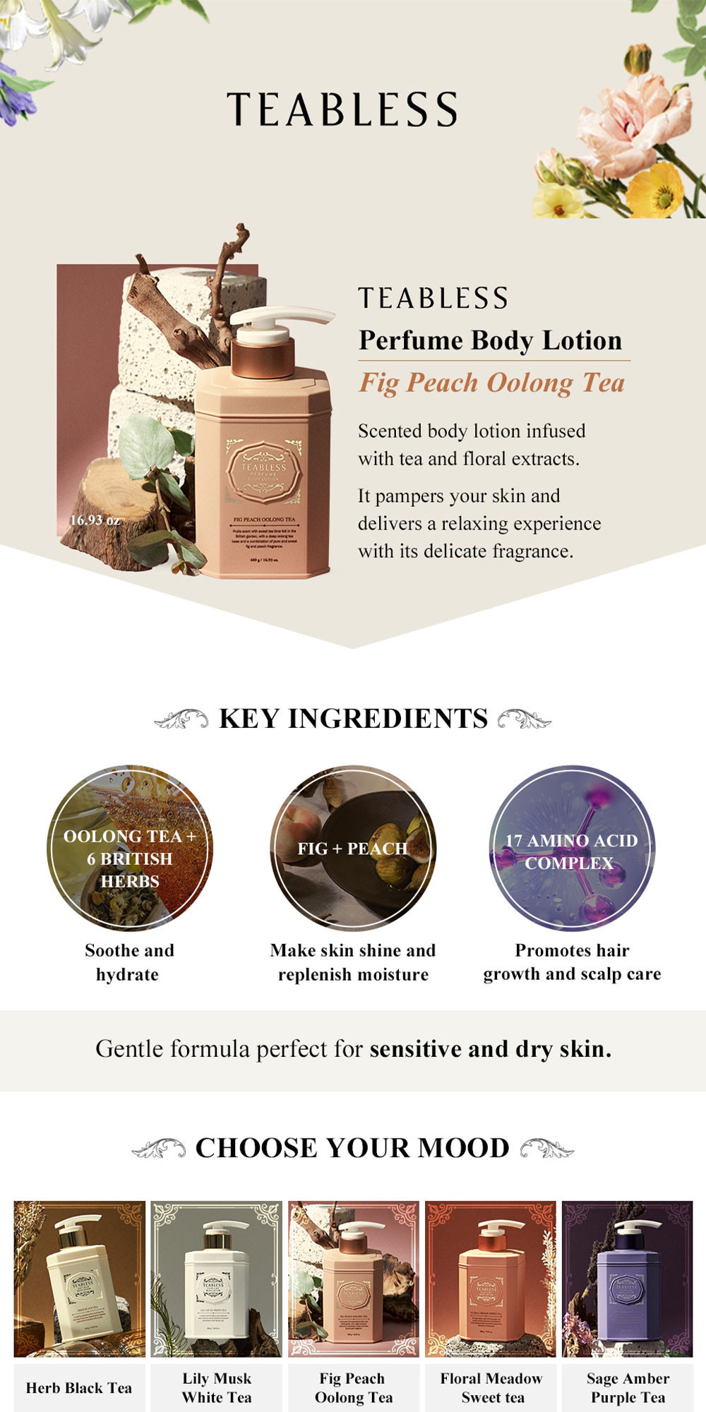 Teabless Fig Peach Oolong Tea Perfume Body Lotion (480g) | Shopee Malaysia