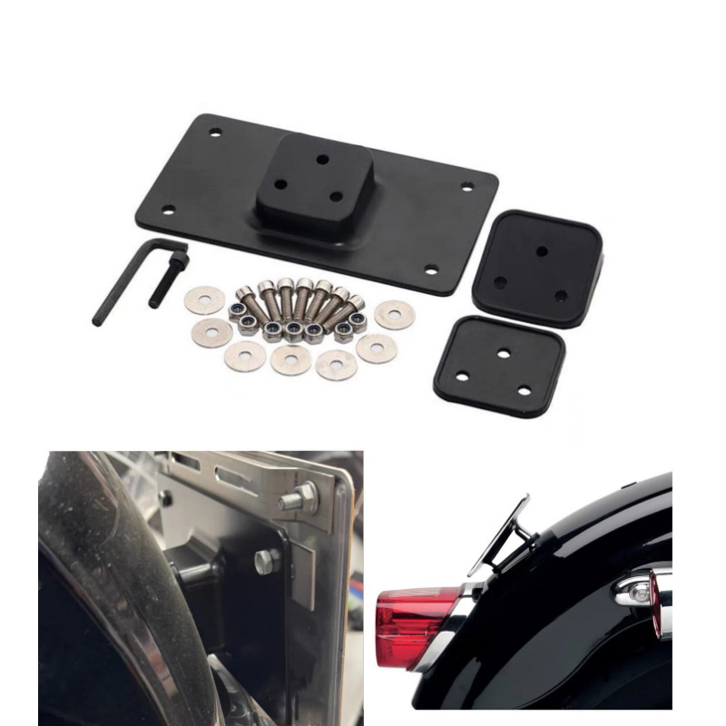 Chrome/Matt Black Motorcycle Laydown Tilt License Plate Kit Frame Mount ...