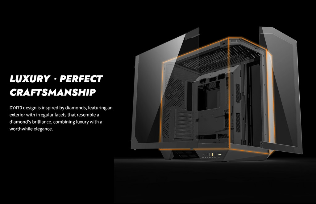 DarkFlash DY470 ATX PC Case Casing Chassis Dual Chamer Tempered Glass ...