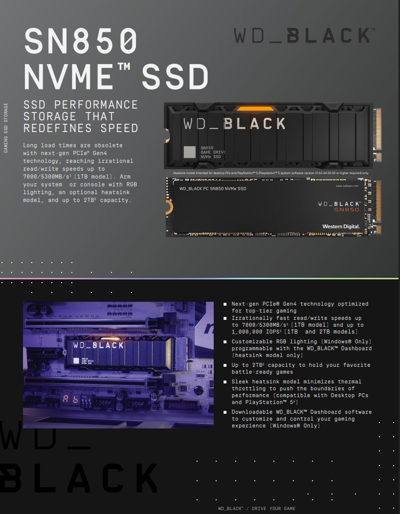 WD Green Blue Black NVMe SSD SN3000 SN350 SN5000 SN580 SN770 SN850 ...
