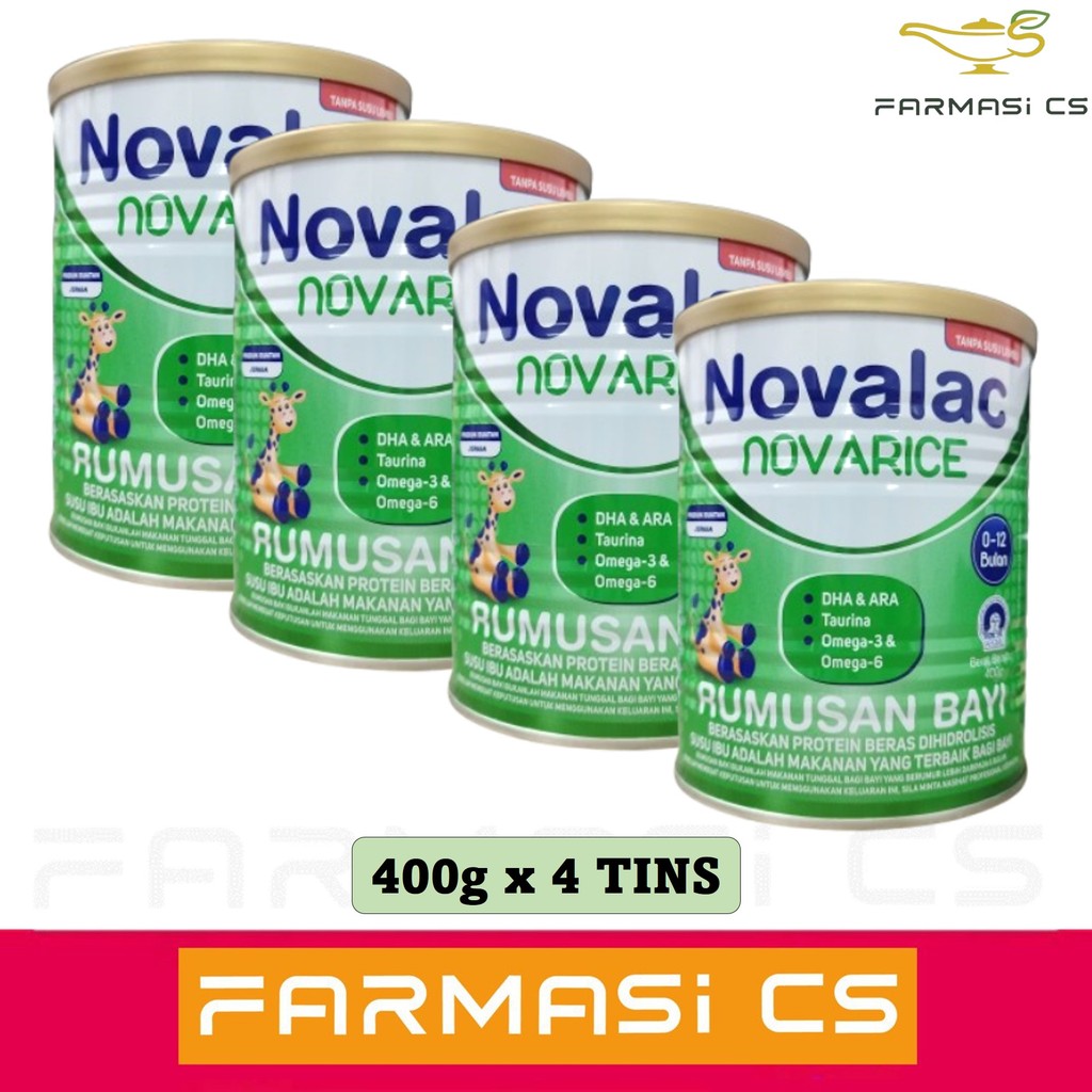 Novalac Novarice Infant Formula (0 - 12 months formula) 400g x 4 Tins ...