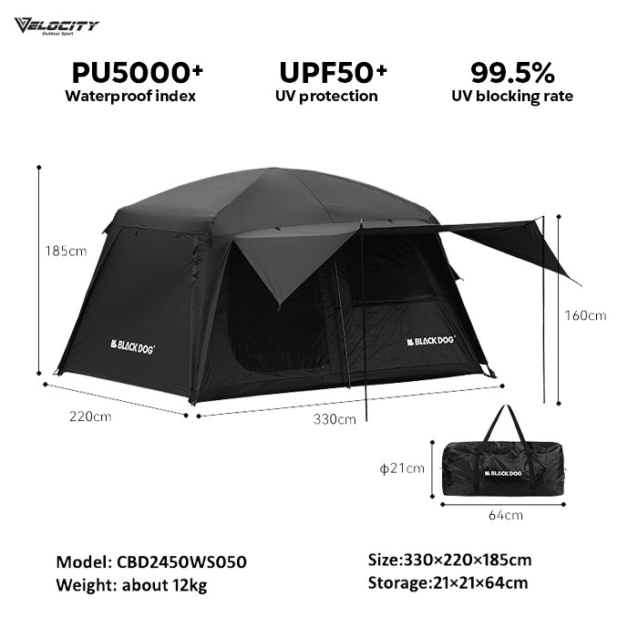 BLACKDOG Waterproof Tent khemah Kalis Air SHANTING Black dog Camping ...
