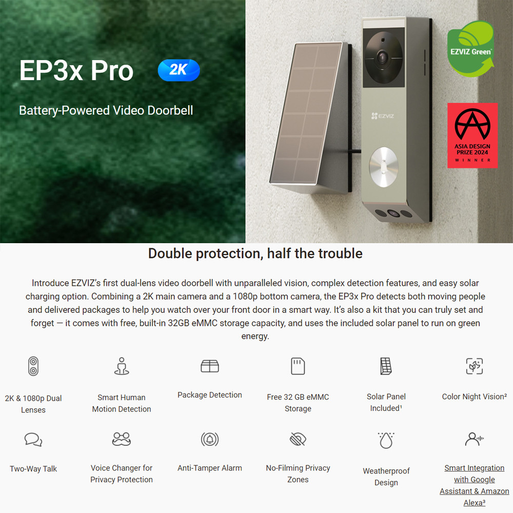 Ezviz EP3x Pro 2K 3MP Full HD 1080P Two Way Talk Waterproof Battery ...
