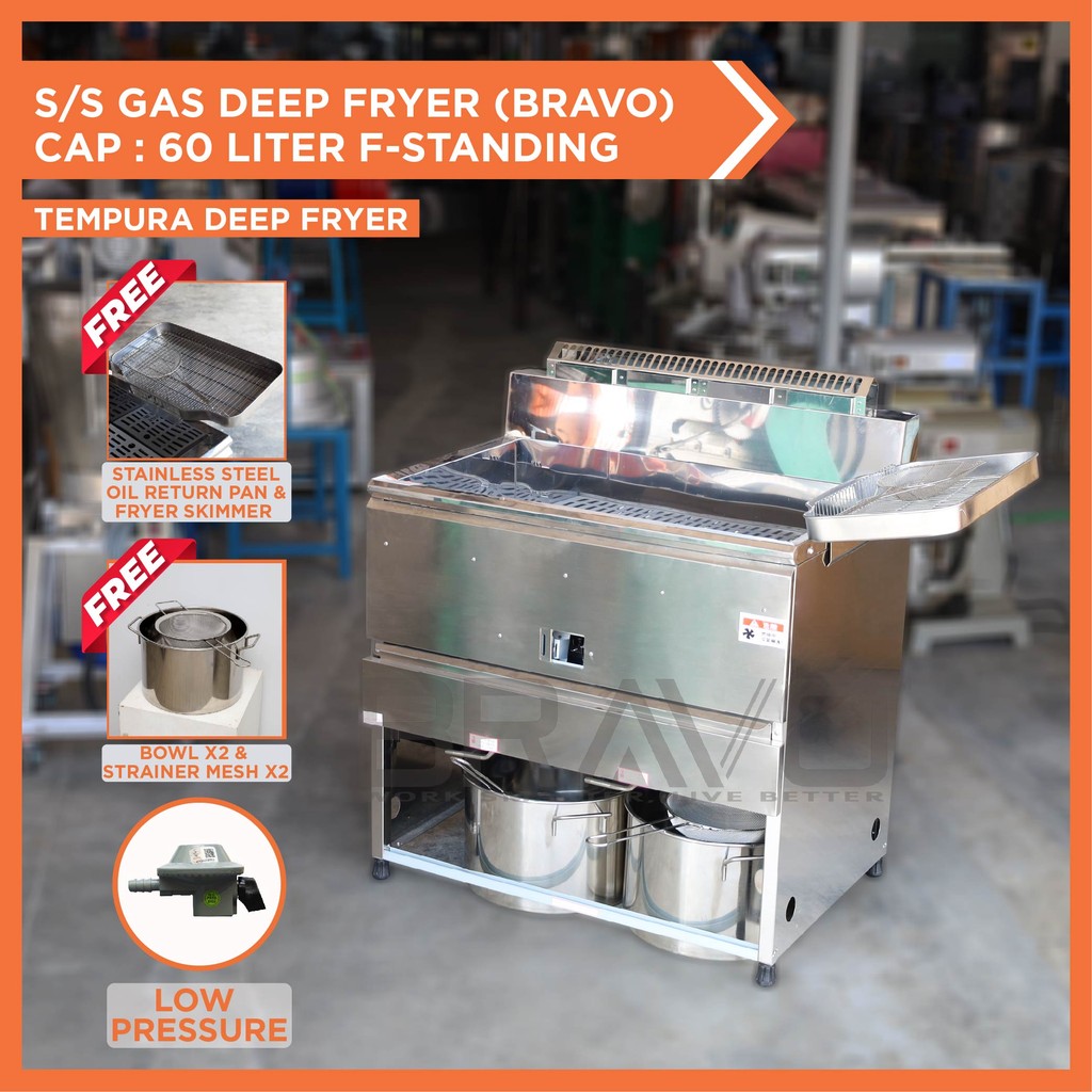 Bravo Stainless Steel Gas Deep Fryer Capacity 60 Liter Free Standing ...