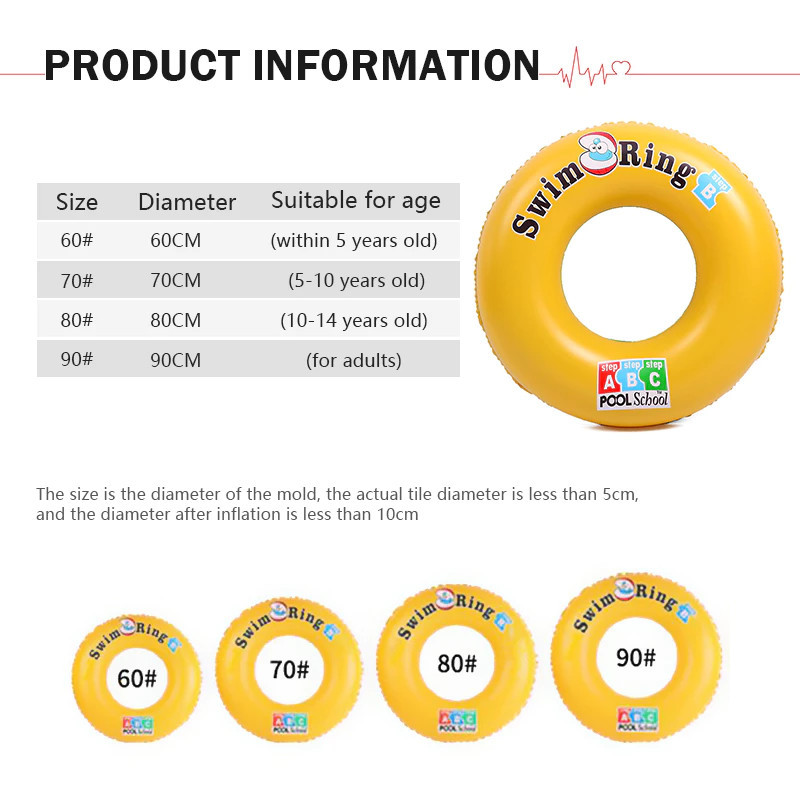 Kids & Adult Swimming Ring Thicken Swimming Pool Swim Float Water Pool ...
