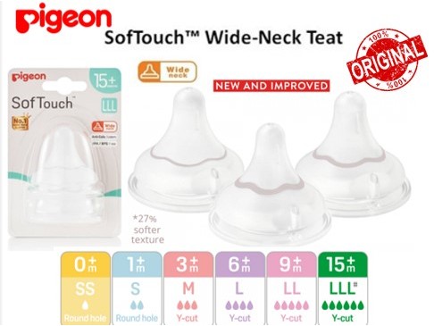 Pigeon Original Peristaltic SofTouch™ Wide Neck Bottle Teat SS / S / M / L / LL / LLL | Shopee ...