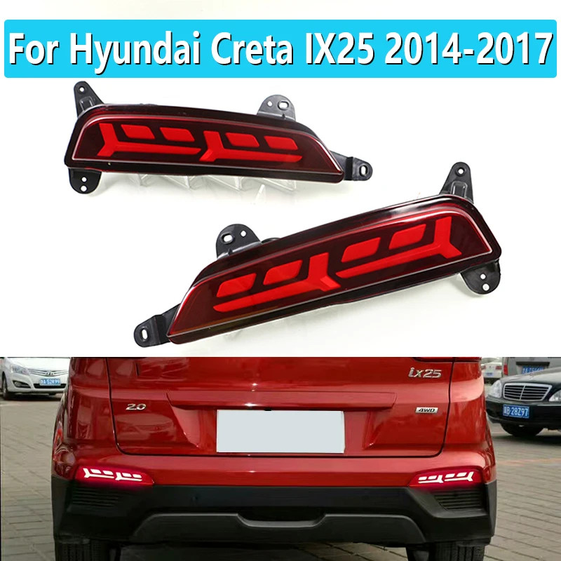1 Pair For Hyundai Creta IX25 2014 2015 2016 2017 Led Reflector driving lights Brake Lights rear ...