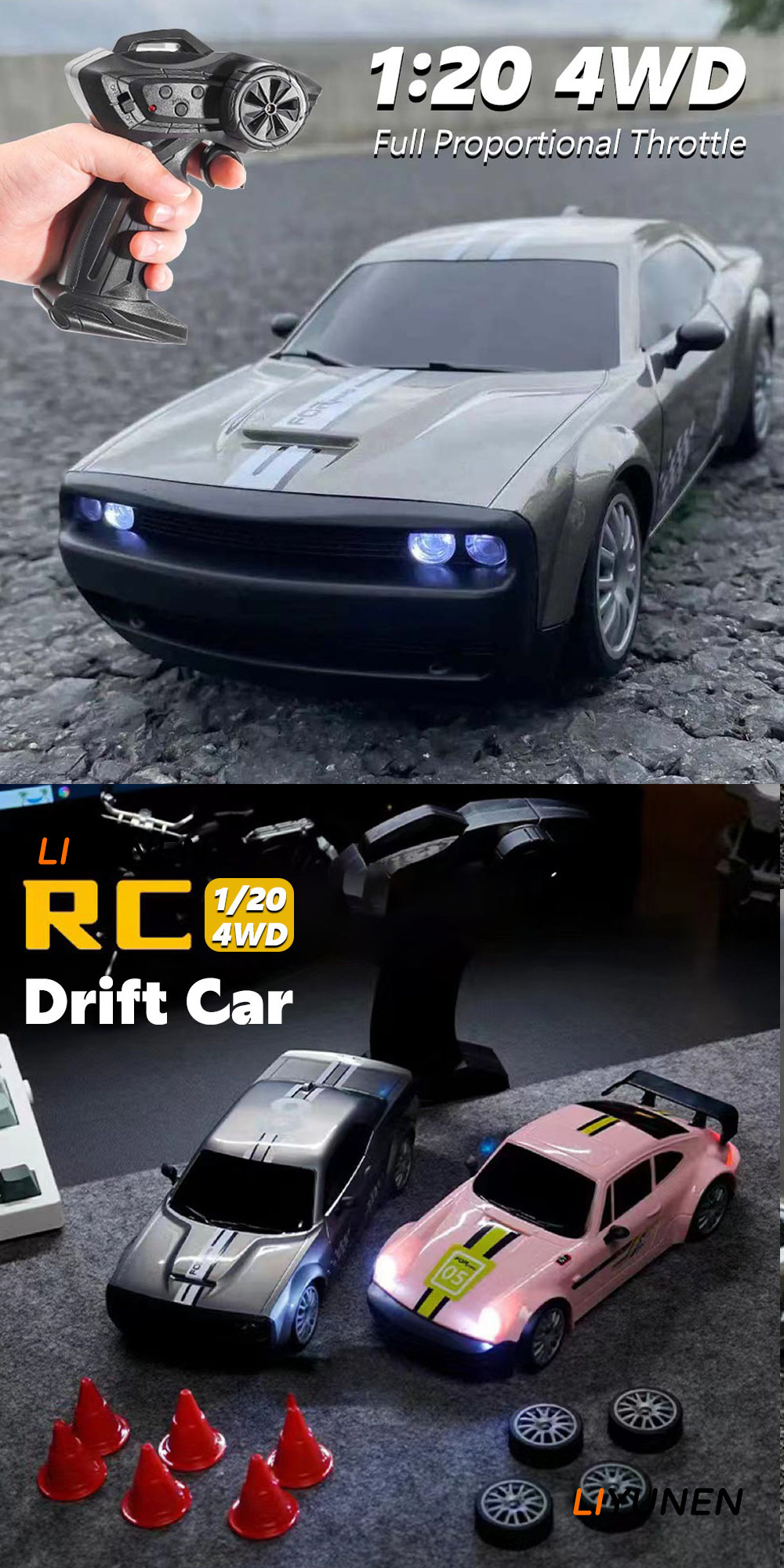 1/20 4WD RC Drift GTR Car Sports Car Full Scale Remote Control Air ...