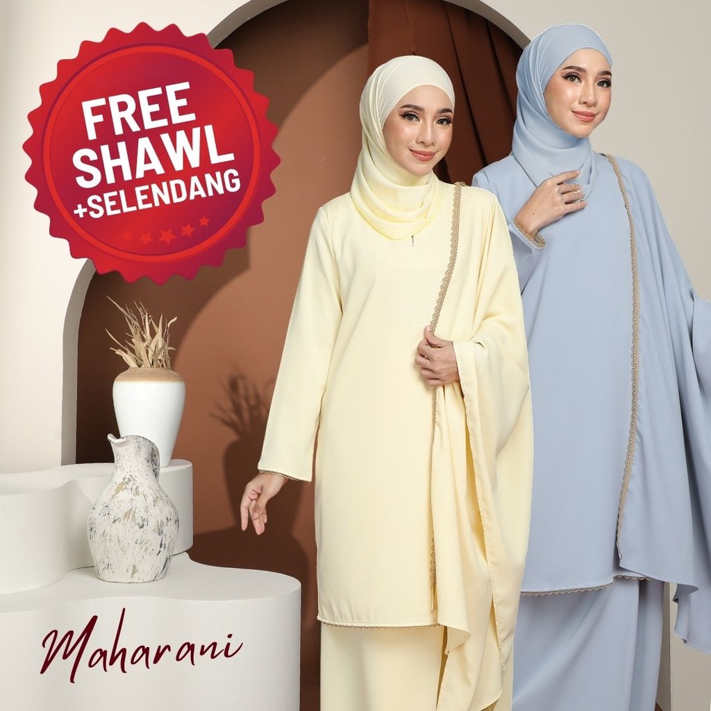 ZOE ARISSA [FREE SHAWL + SELENDANG] Maharani Kurung Modern Pahang Plain ...