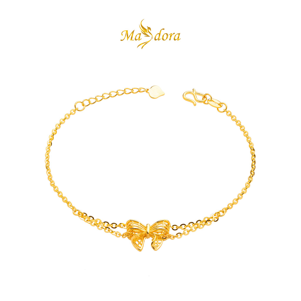 MASDORA 999 Gold Bracelet Rantai Tangan Emas ~ Half Paved Ribbon (EMAS ...