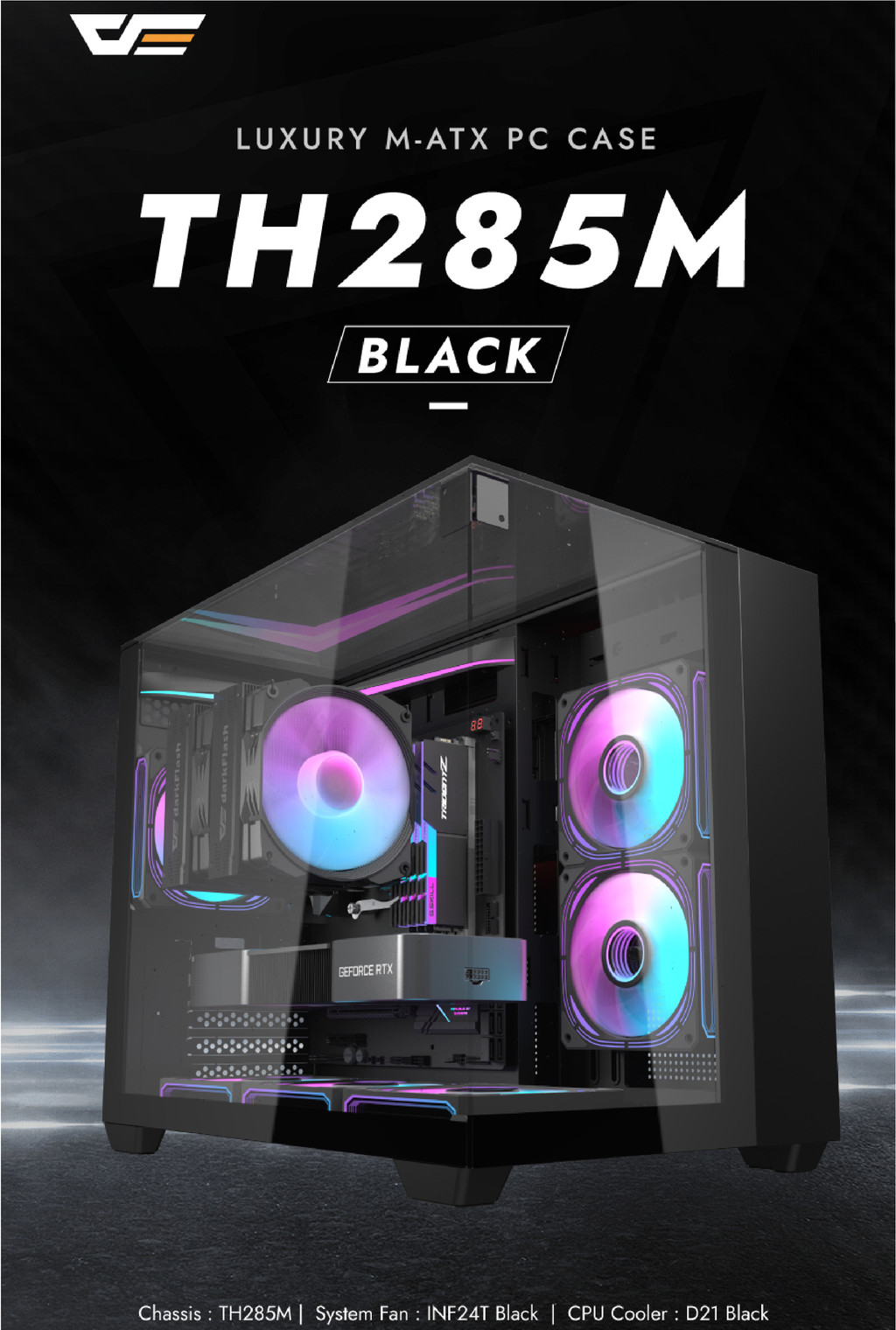 Aigo DarkFlash TH285M MATX PC Case - BLACK / WHITE | Shopee Malaysia