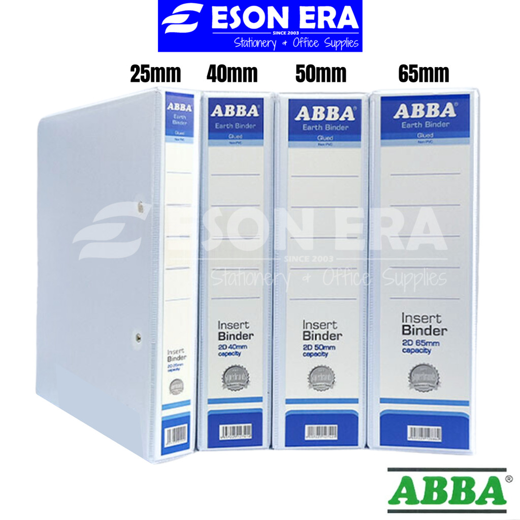 ABBA 2D PVC Ring File A4 White 25mm / 40mm / 50mm / 65mm | Shopee Malaysia