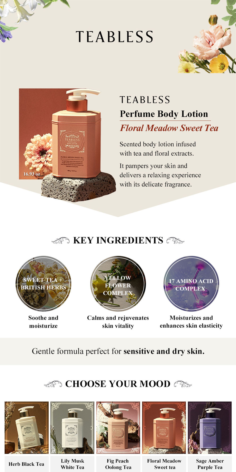 Teabless Floral Meadowsweet Tea Perfume Body Lotion (480g) | Shopee Malaysia