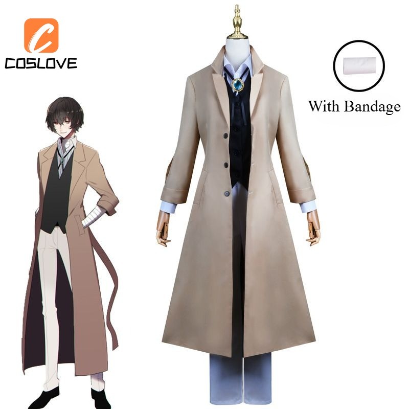 Anime Bungo Stray Dogs Dazai Osamu Cosplay Full Set - Adult Long Cloak ...