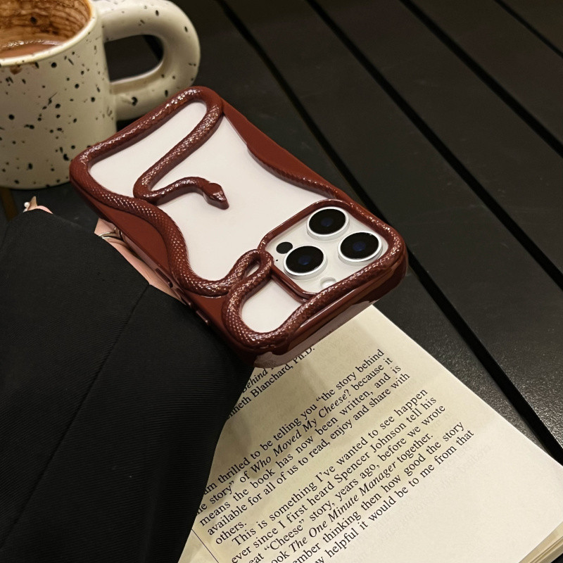 3D hollowed out snake shaped golden phone case for iPhone 11 12 13 14 ...