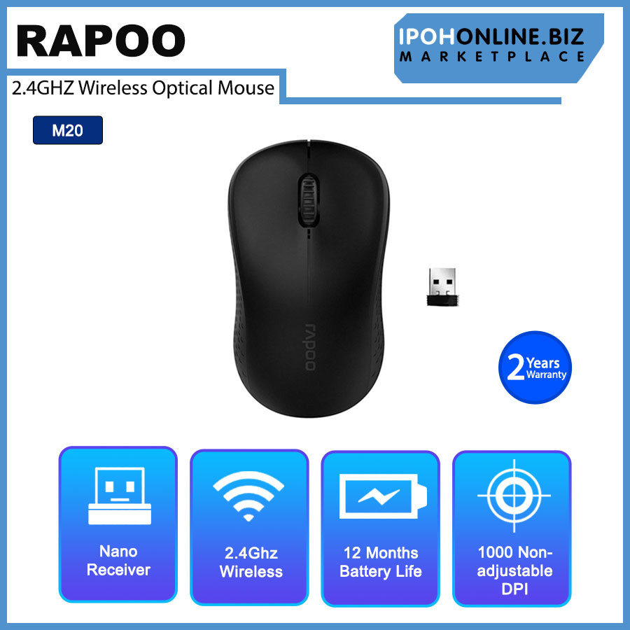 RAPOO M20 2.4GHZ Wireless Optical Mouse | Shopee Malaysia