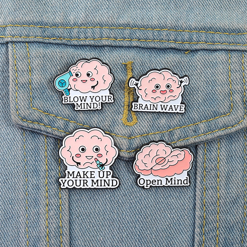 Mental Health Brain Brooch Pins Funny Blow Your Mind Brain Brooch Metal ...