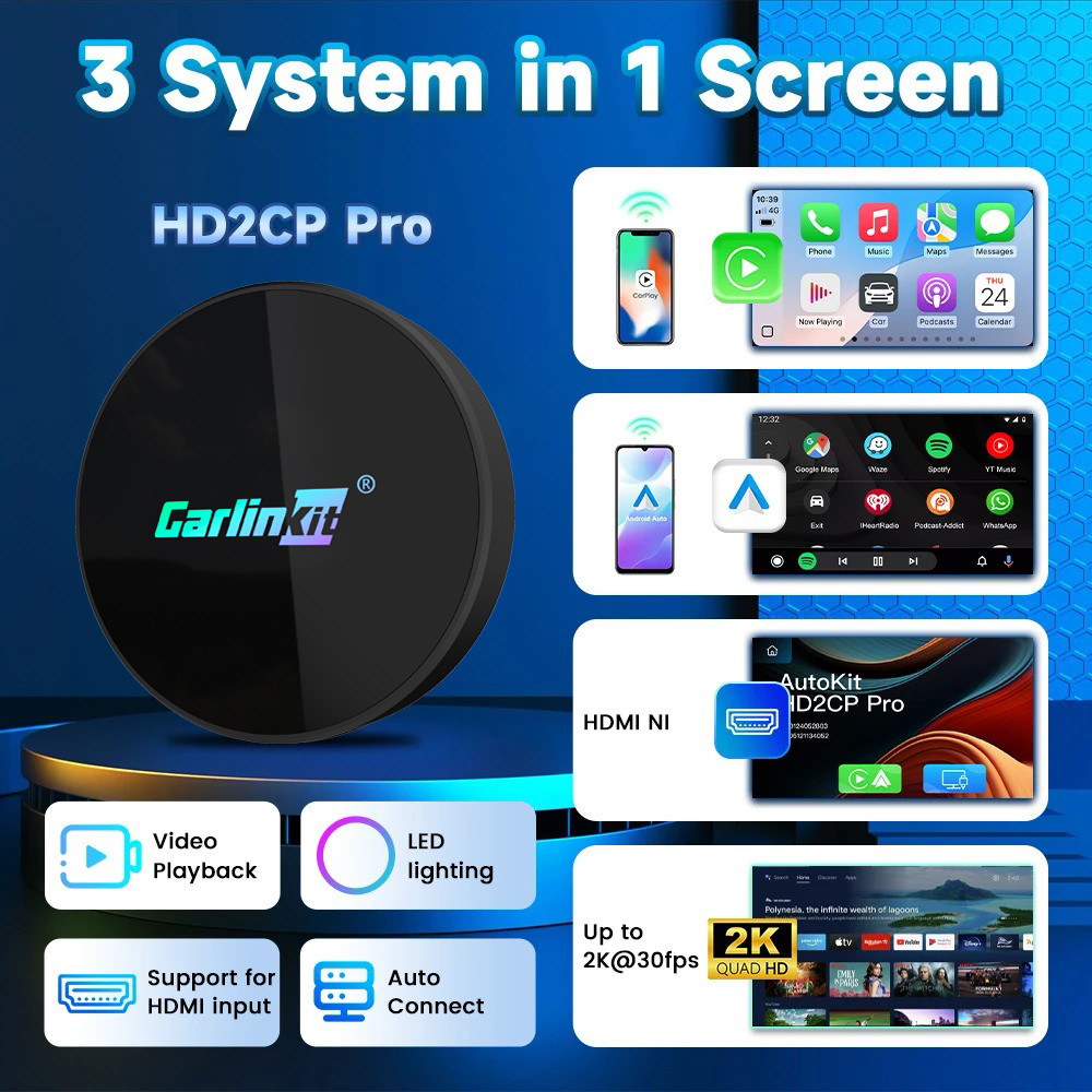 New CarlinKit HD2CP Pro CarPlay To HDMI Wireless CarPlay Android Auto ...
