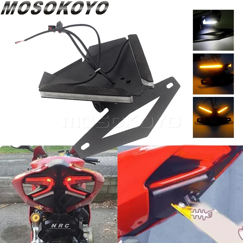 Motorcycle Tail Tidy License Plate Bracket w/ Integrated LED Tail Light ...