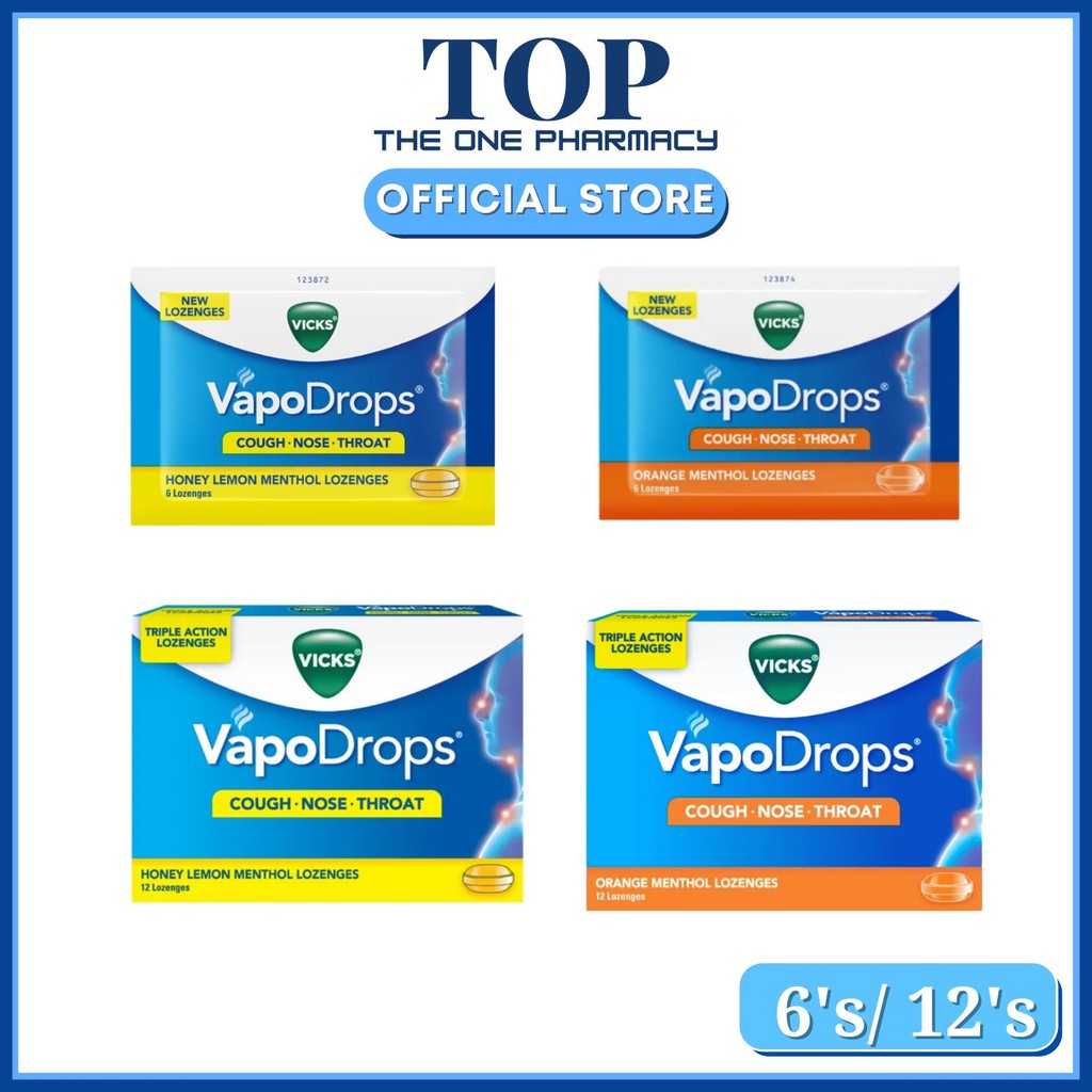 Vicks VapoDrops Menthol Lozenges 6's/ 12's (Honey lemon/ Orange ...