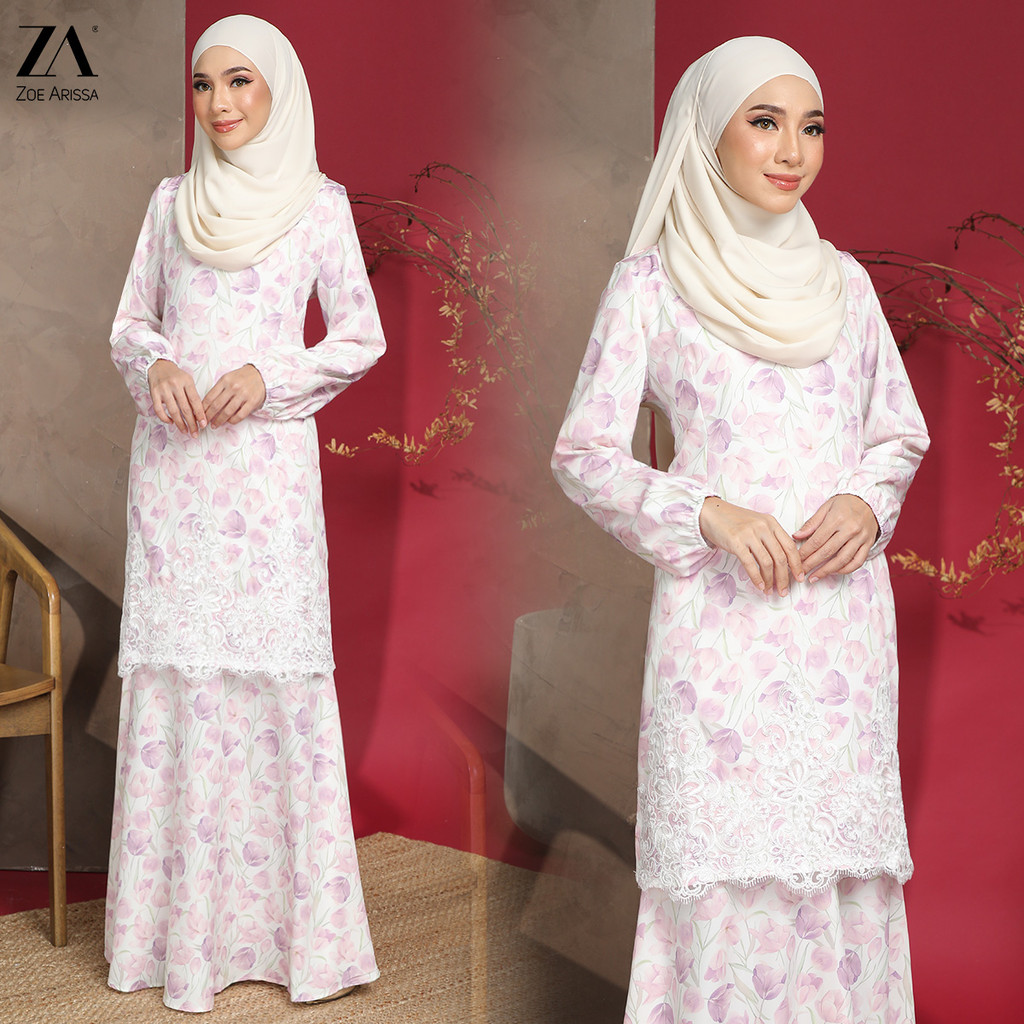 ZOE ARISSA RAYA 2025 Jahida Kurung Moden Floral Printed Lace ZOE ARISSA ...