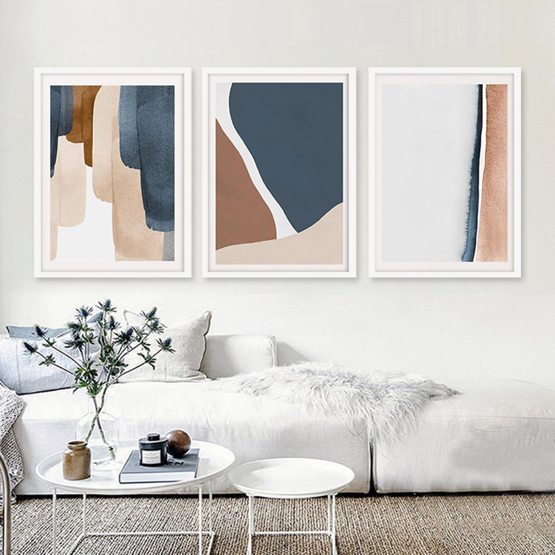 A4/A3 Frame 3PCS Abstract Art Poster Elliptical Line Shape Colorful ...