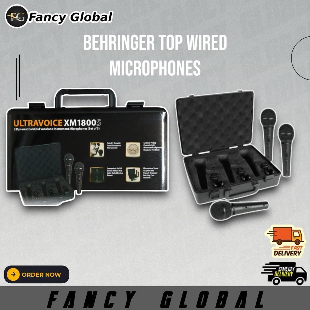 Behringer XM1800S 3 Dynamic Cardioid Vocal and Instrument Microphones ...