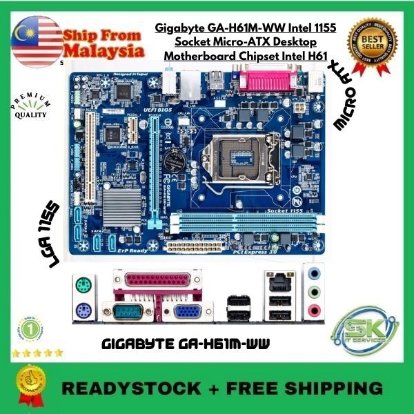 Gigabyte GA-H61M-WW Intel 1155 Socket Micro-ATX Desktop Motherboard ...