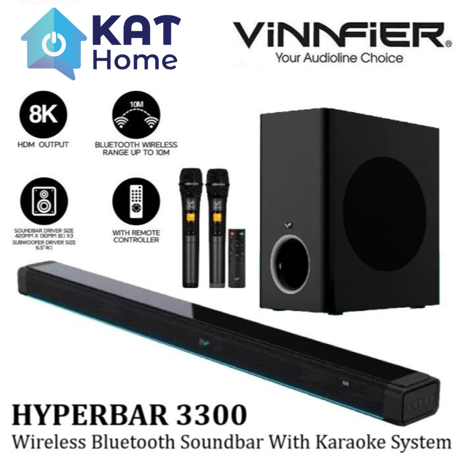 VINNFIER HYPERBAR 3300 WIRELESS SOUNDBAR 460W WITH SUBWOOFER BLUETOOTH ...