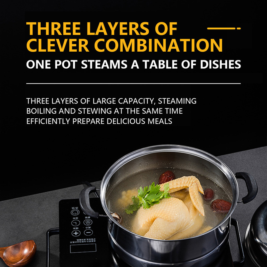 Hot Pot Steamer Three Multifunctional Steam Pot Home Stainless Steel ...