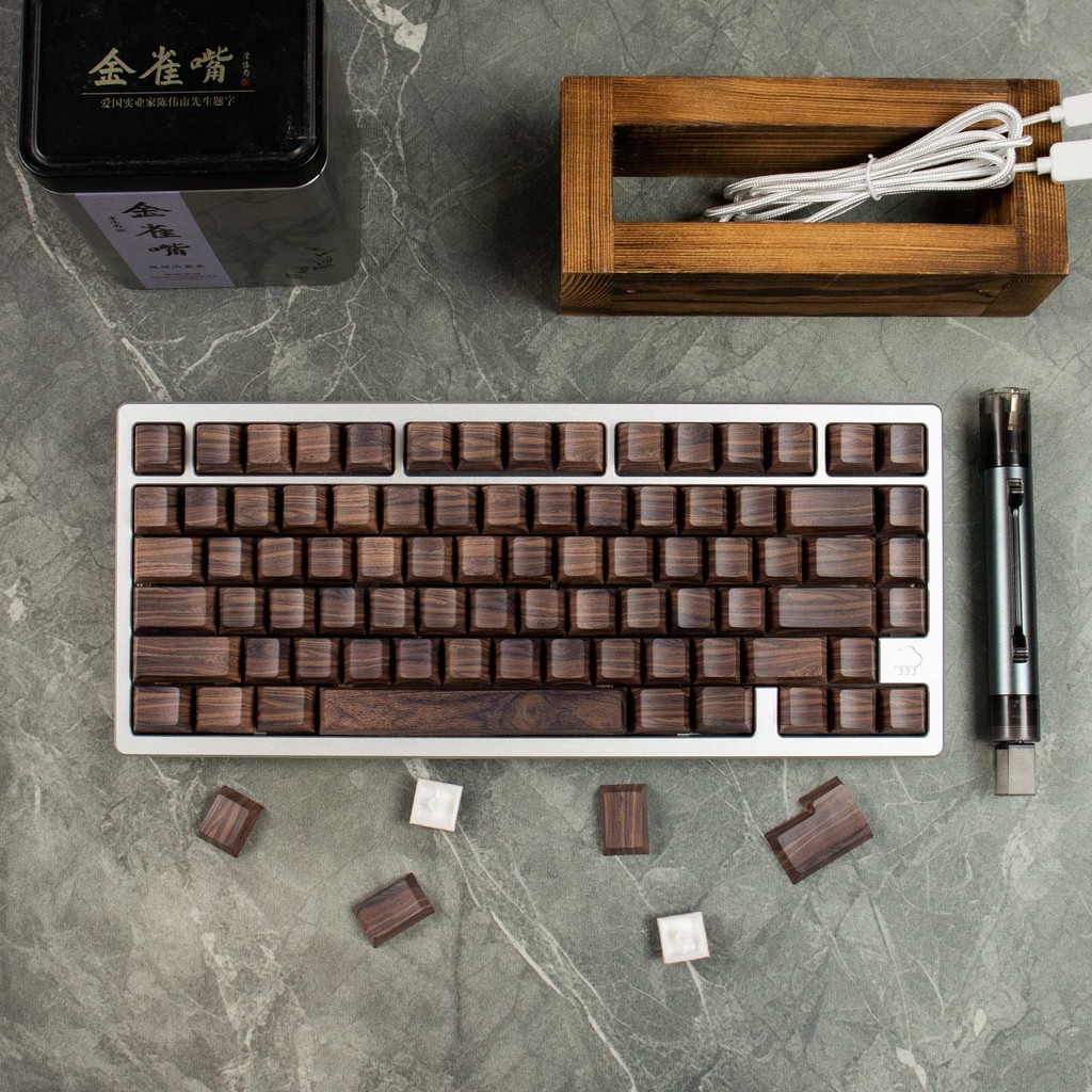 Walnut Side Print Keycaps Characters Shine Through Mechanical Keyboard ...