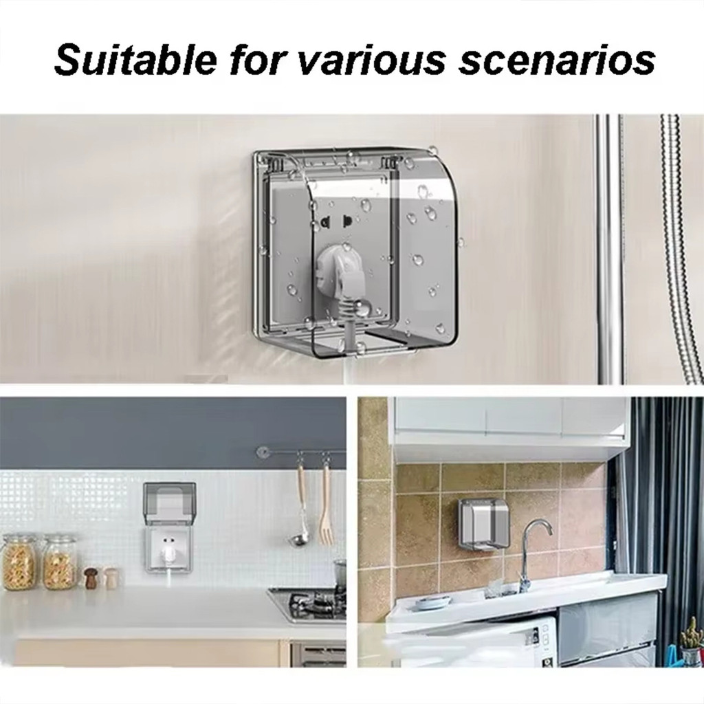 Switch Socket Cover Box Transparent Self-Adhesive Bathroom Wall Switch ...
