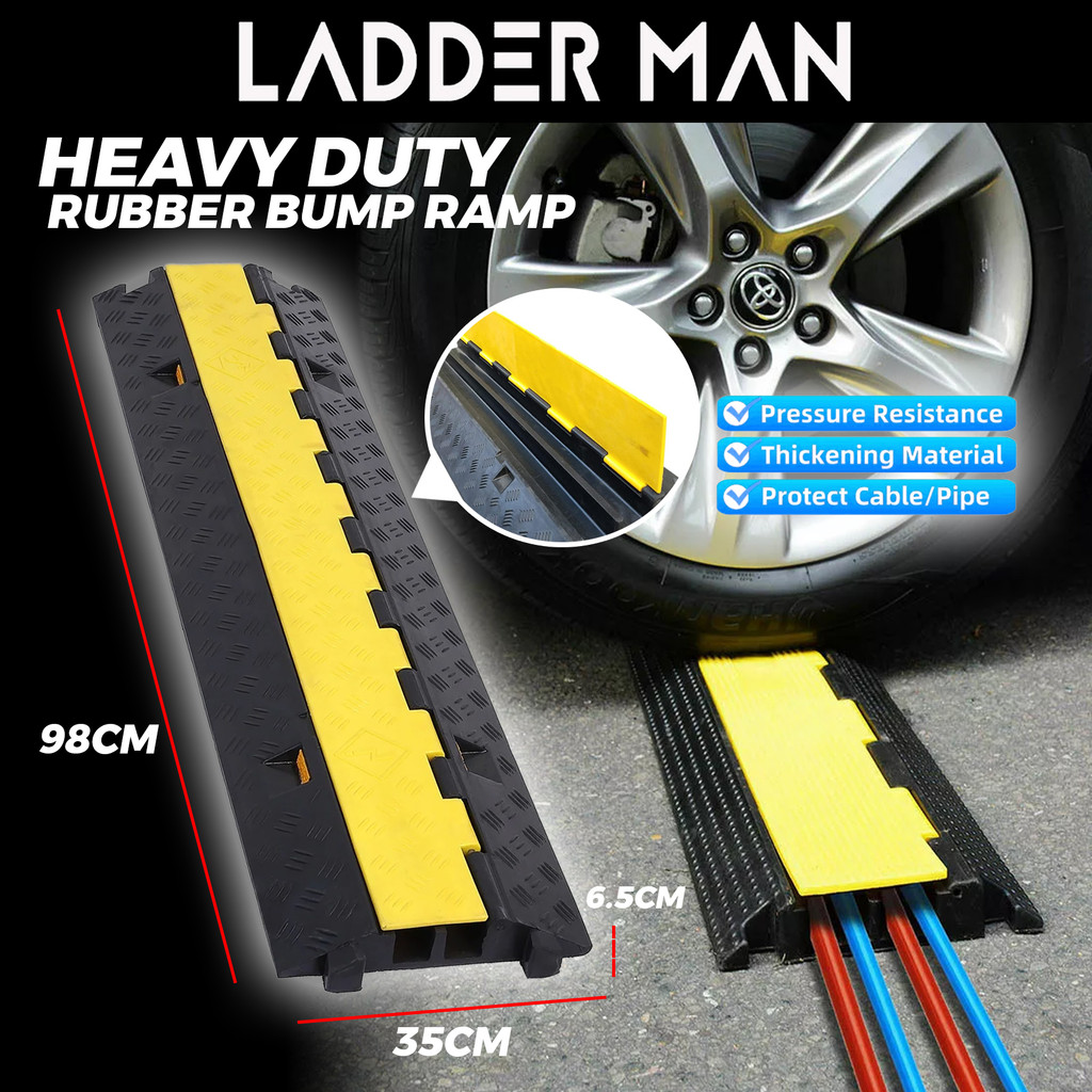 Heavy Duty Rubber Plastic Bump Ramp 98cm 2 Channel Slot Hole For Cable ...