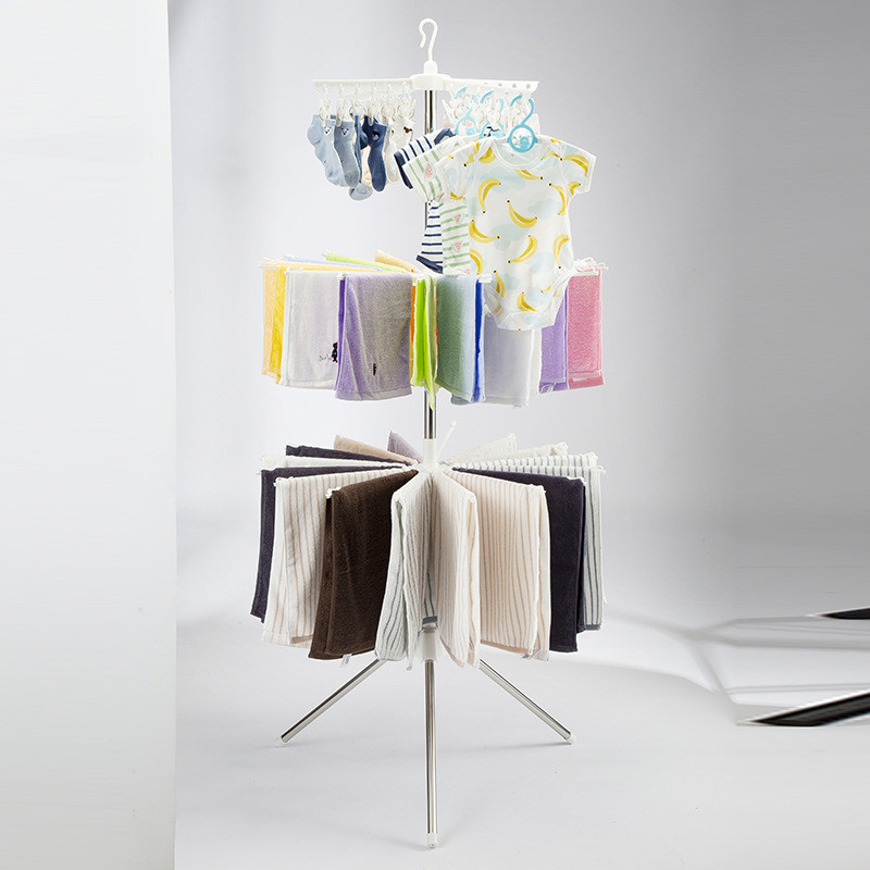 Baby Drying Rack Floor Folding Balcony Stainless Steel Towel Rack ...