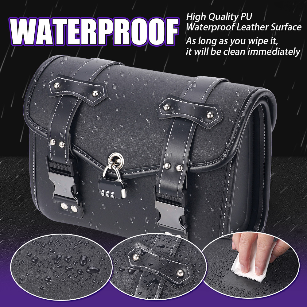 Black Edge-lined Thickened Inner Mesh Bag Universal Motorcycle Saddle ...