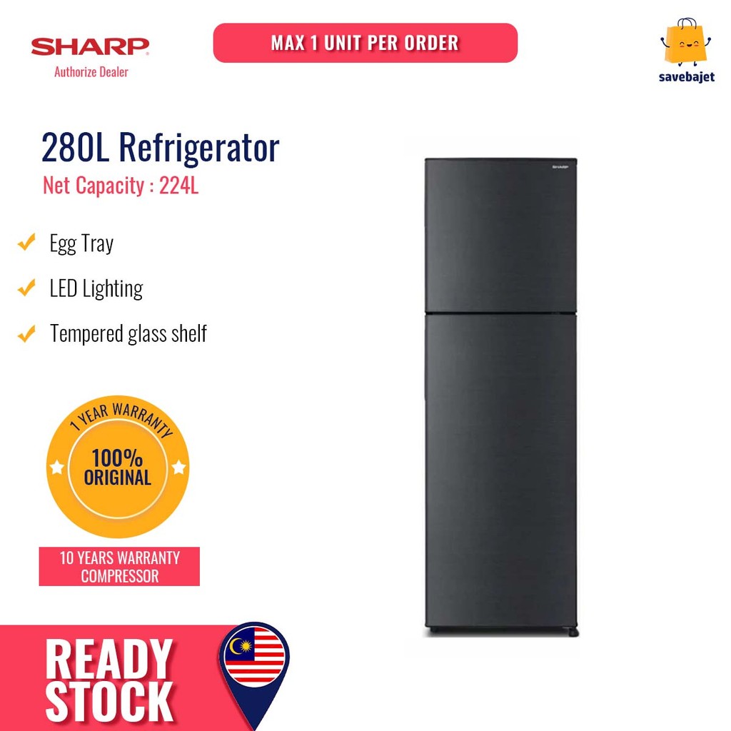 Sharp Peti Ais 2 Pintu - Fridge Smile Refrigerator (280L) SJ287MDS ...